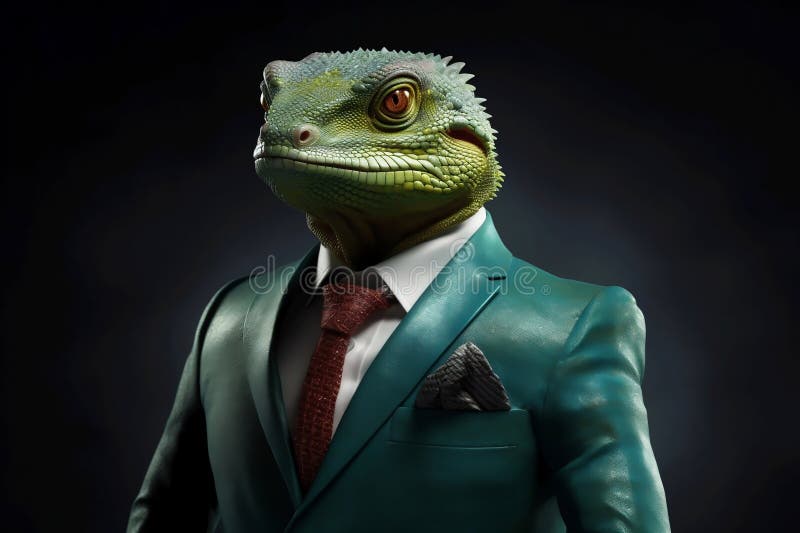 Portrait of a Lizard Dressed in a Formal Business Suit Stock ...