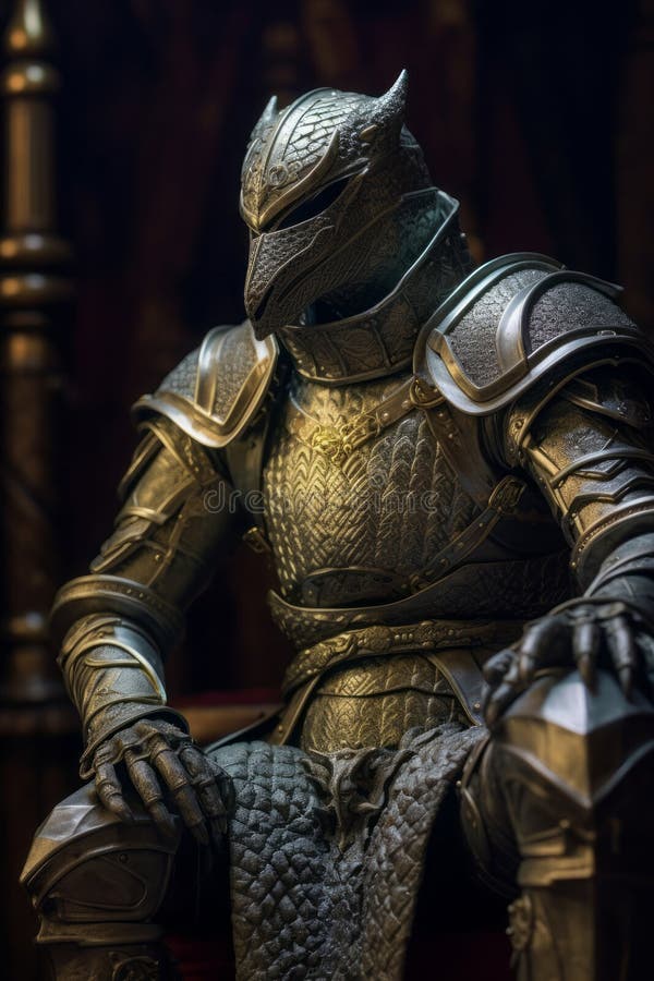 Portrait of the Lizard Knight Wearing Armor Иллюстрация штока ...