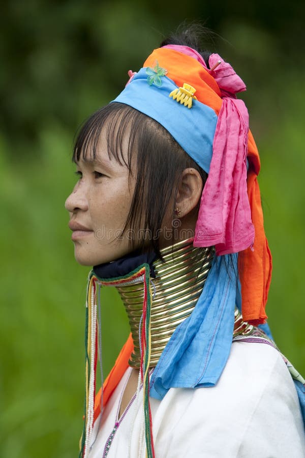 Portrait of Long Neck Woman Stock Image - Image of indigenous, karen ...