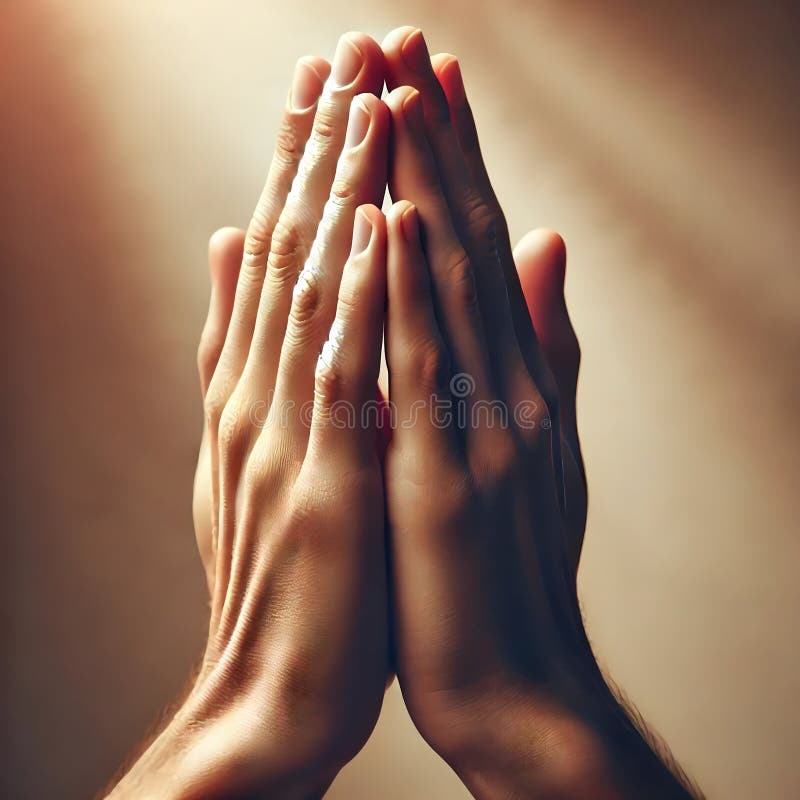 The Portrait Looks Close Up of Praying Hands Stock Illustration ...