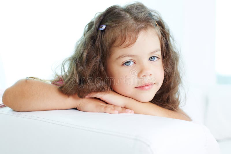 Calm girl stock photo. Image of looking, pillow, caucasian - 33832318