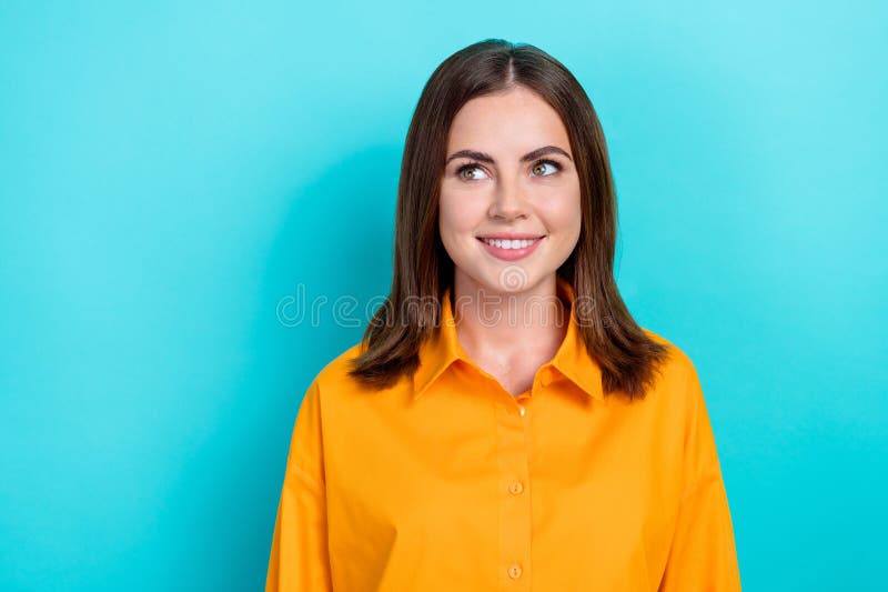 Portrait Of Lovely Good Mood Girl With Bob Hairstyle Dressed Yellow