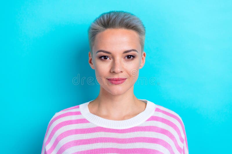 Portrait Of Lovely Nice Cute Friendly Girl With Dyed Hairdo Wear