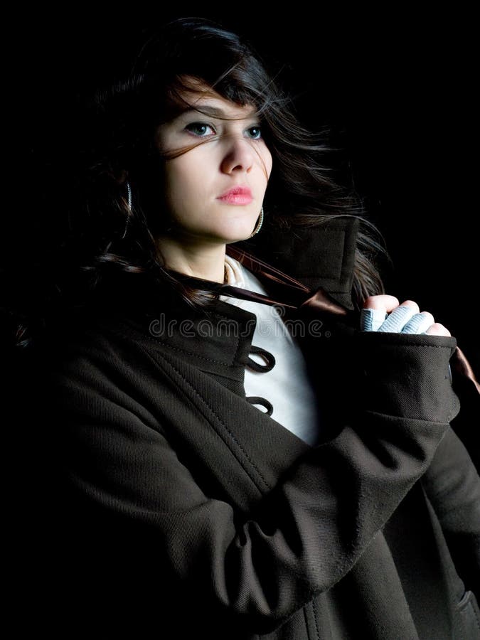 Portrait in low-key stock image. Image of shadows, brunette - 6727623