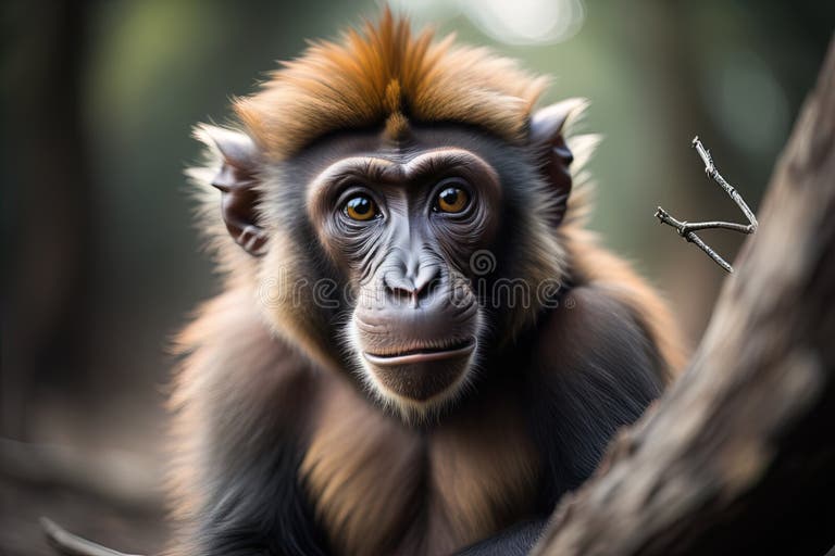 Portrait of a Macaque Monkey. Ai Generative Stock Illustration ...