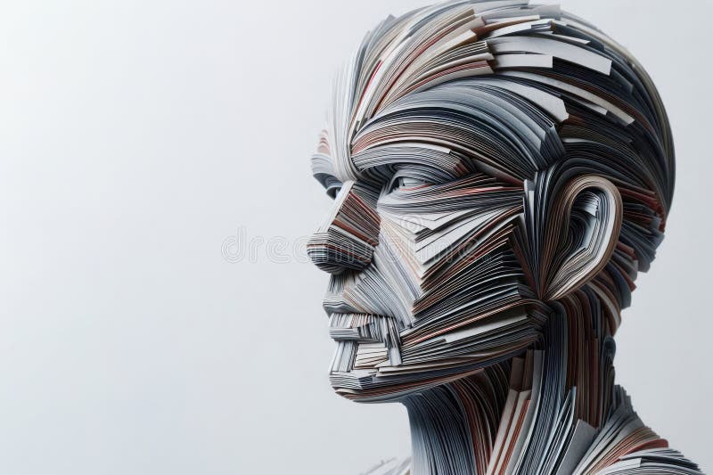 Portrait Made of Many Folded Pages of Paper. Space for Text. Stock ...
