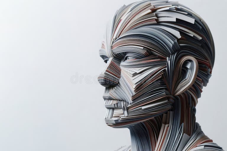 Portrait Made of Many Folded Pages of Paper. Space for Text. Stock ...