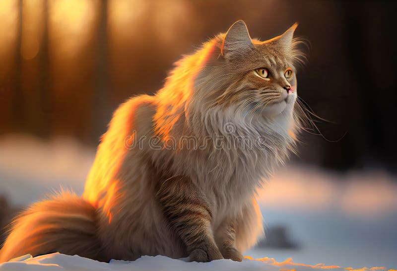 Magnificent Manx Cat on Snow Made with Generative AI Stock Illustration ...