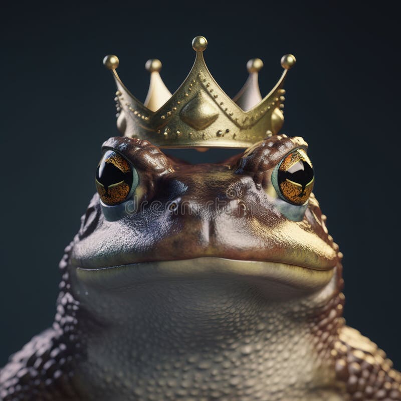 Portrait of a Majestic Frog with a Crown Generative AI Stock ...