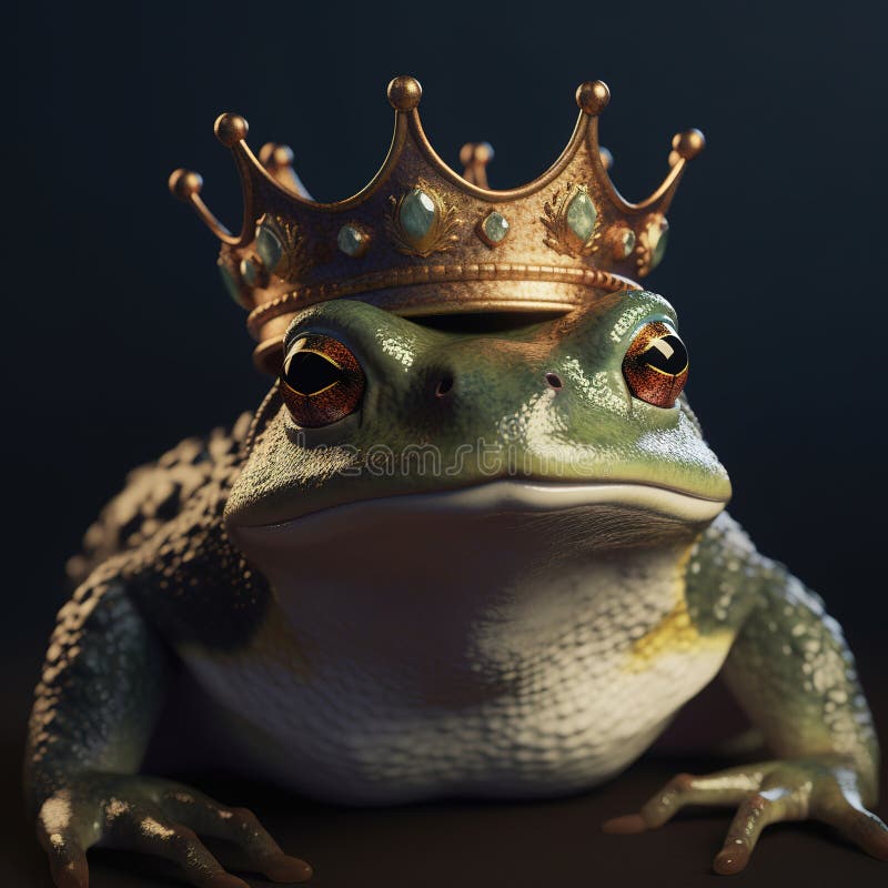 Portrait of a Majestic Frog with a Crown Generative AI Stock ...