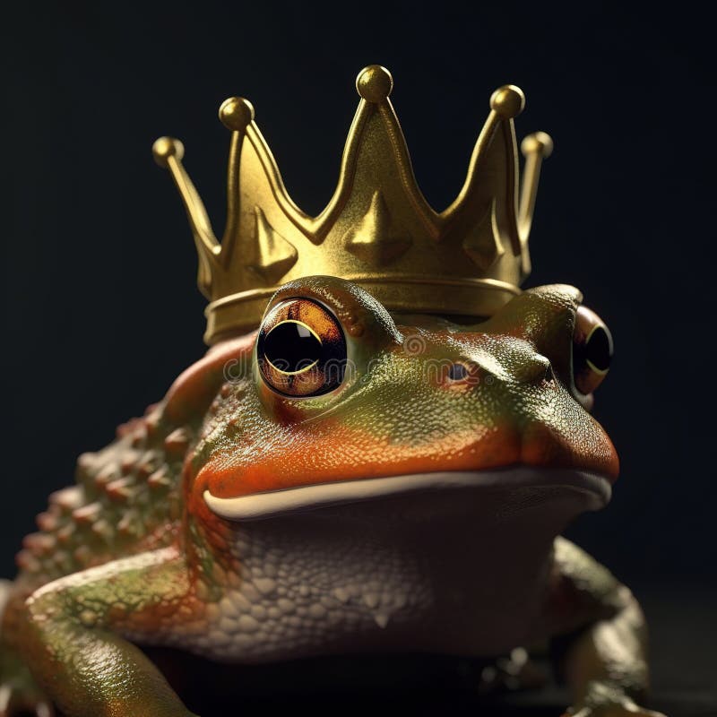 Portrait of a Majestic Frog with a Crown Generative AI Stock ...