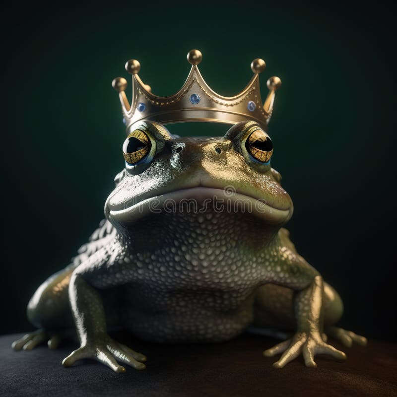 Portrait of a Majestic Frog with a Crown Generative AI Stock ...