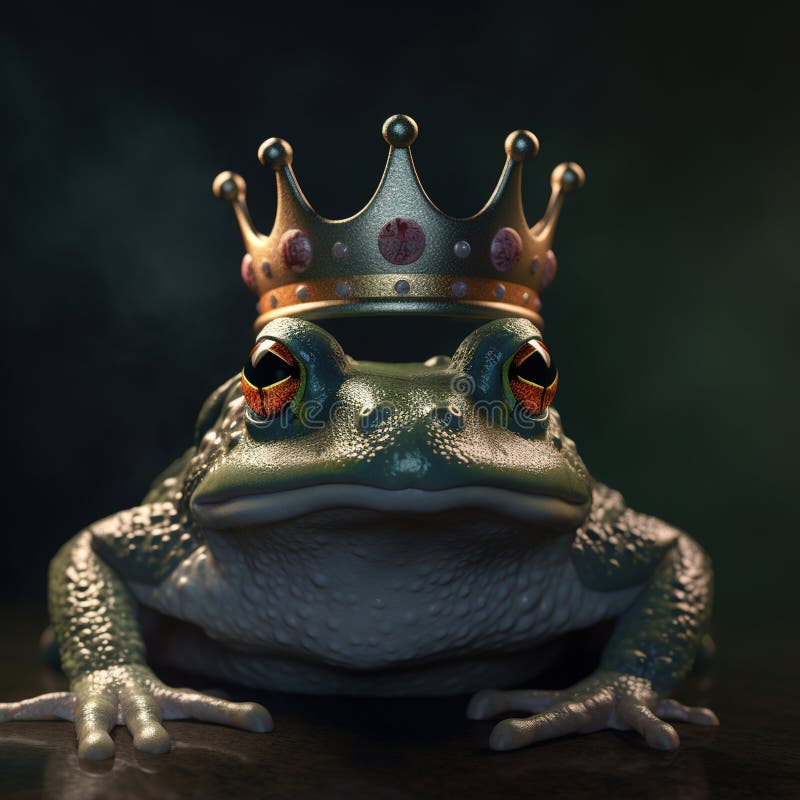 Portrait of a Majestic Frog with a Crown Generative AI Stock ...