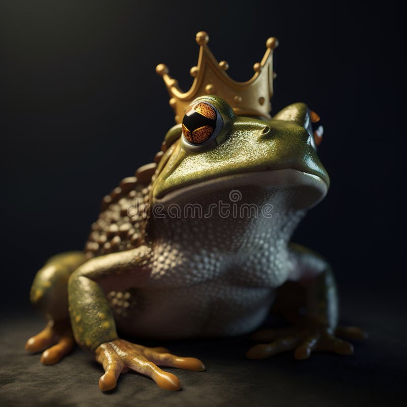 Portrait of a Majestic Frog with a Crown Generative AI Stock ...