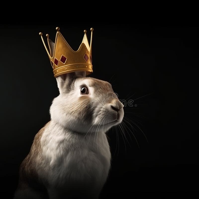 Portrait of a Majestic Rabbit with a Crown Generative AI Stock ...