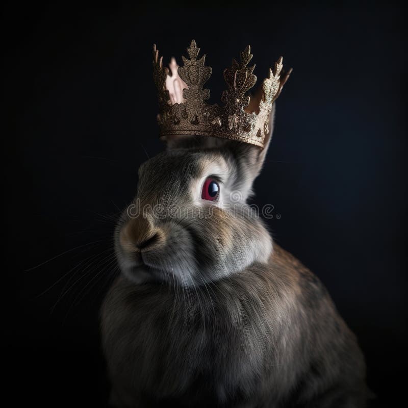 Portrait of a Majestic Rabbit with a Crown Generative AI Stock ...