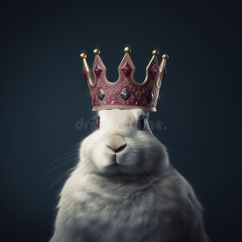 Portrait of a Majestic Rabbit with a Crown Generative AI Stock ...