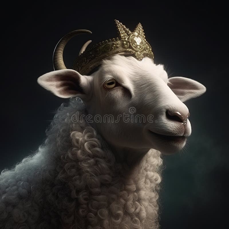 Portrait of a Majestic Sheep with a Crown Generative AI Stock ...