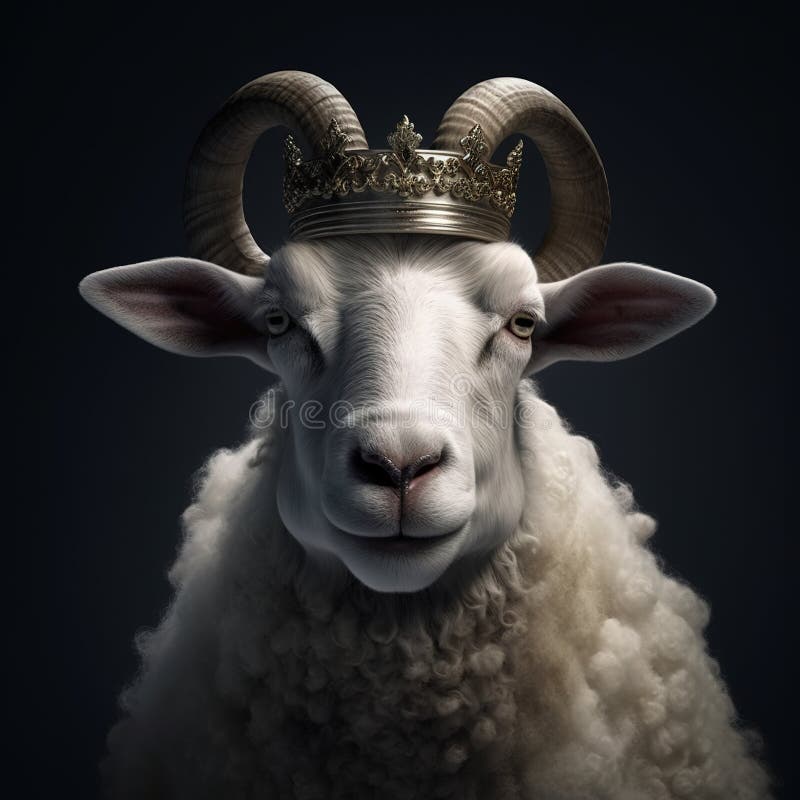 Portrait of a Majestic Sheep with a Crown Generative AI Stock ...