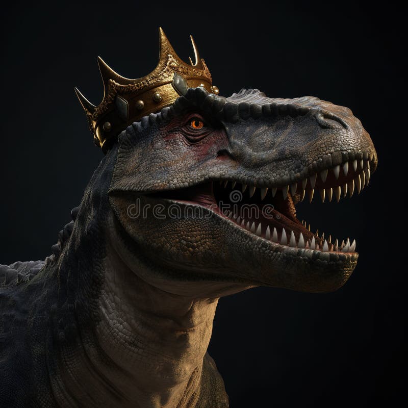 Portrait of a Majestic T Rex with a Crown Generative AI Stock ...