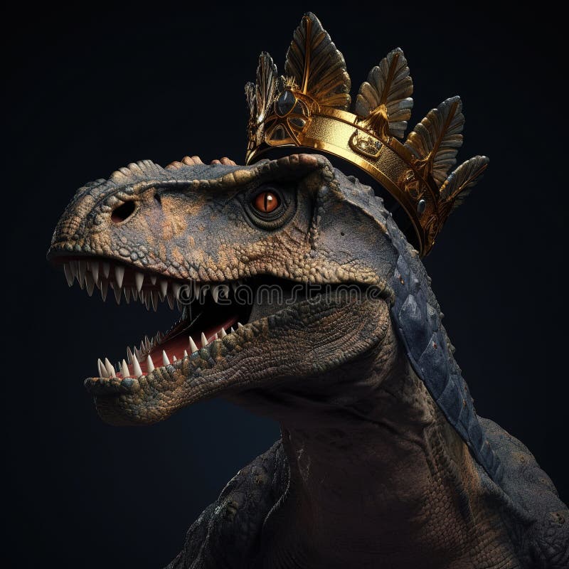 Portrait of a Majestic T Rex with a Crown Generative AI Stock ...
