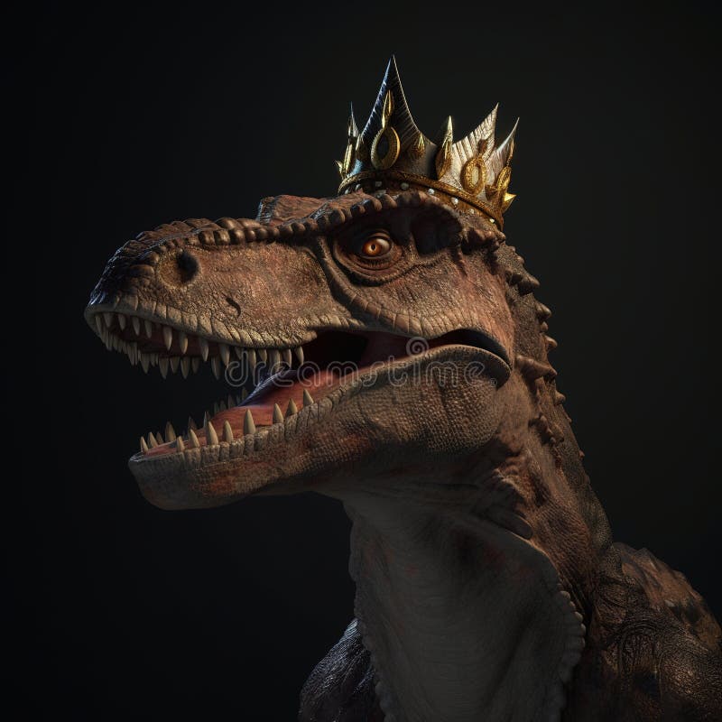 Portrait of a Majestic T Rex with a Crown Generative AI Stock ...