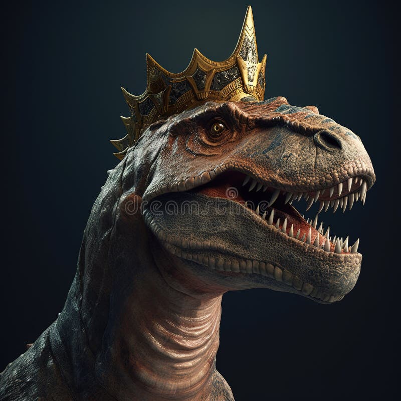 Portrait of a Majestic T Rex with a Crown Generative AI Stock ...