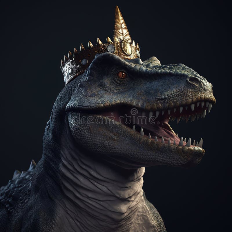 Portrait of a Majestic T Rex with a Crown Generative AI Stock ...