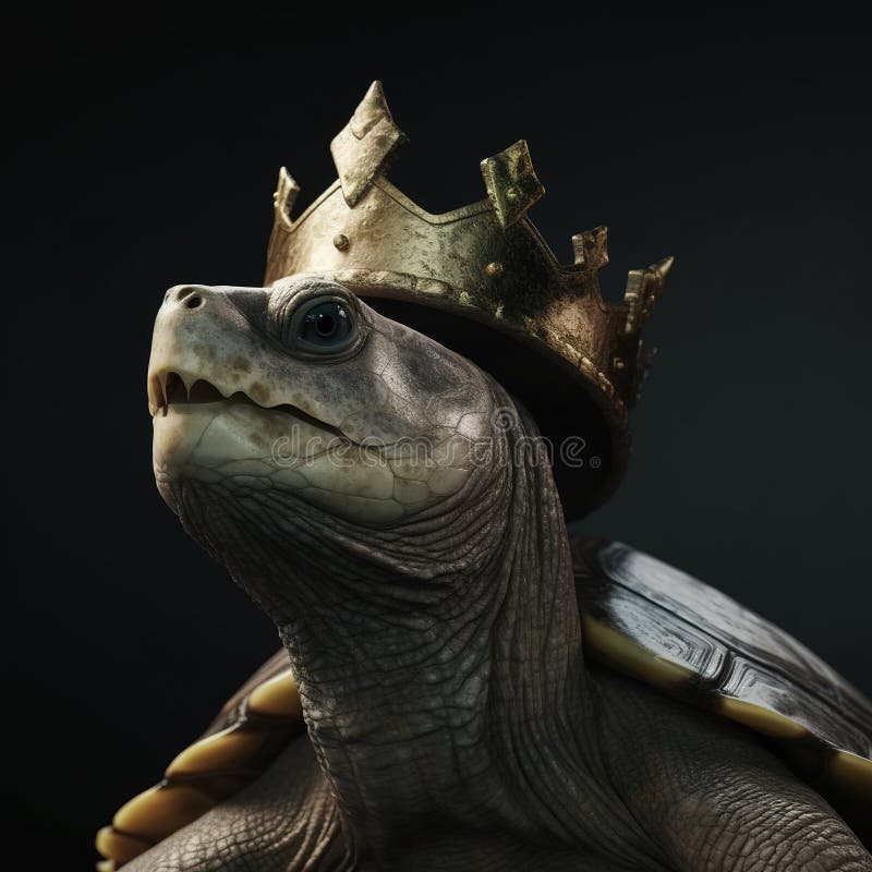 Portrait of a Majestic Turtle with a Crown Generative AI Stock ...
