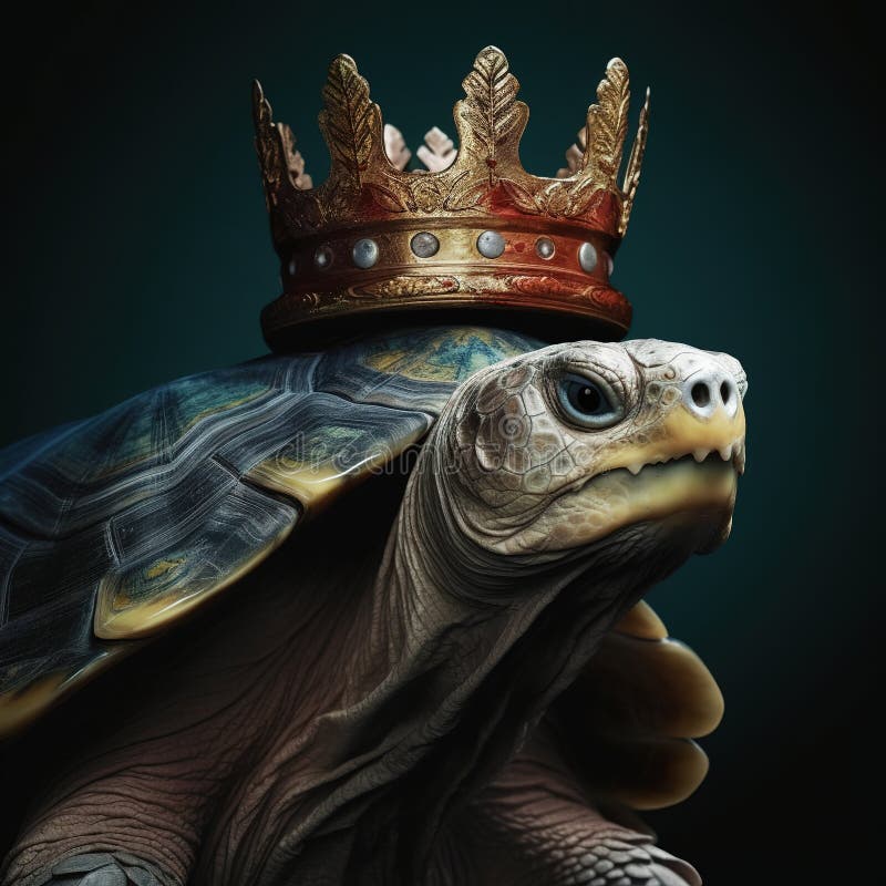 Portrait of a Majestic Turtle with a Crown Generative AI Stock ...