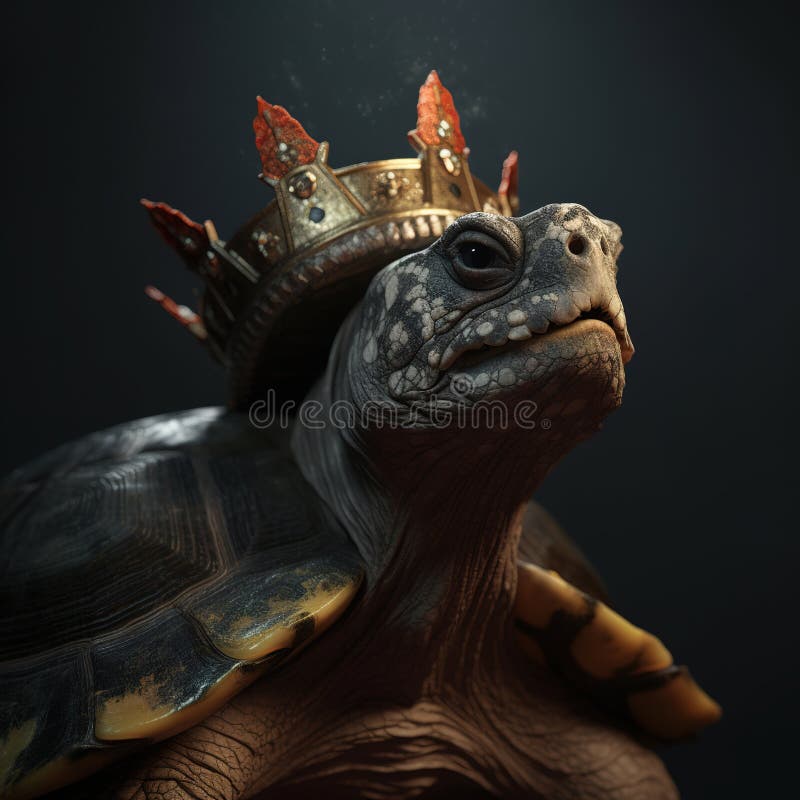 Portrait of a Majestic Turtle with a Crown Generative AI Stock ...