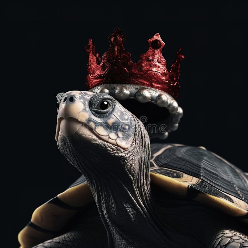 Portrait of a Majestic Turtle with a Crown Generative AI Stock ...