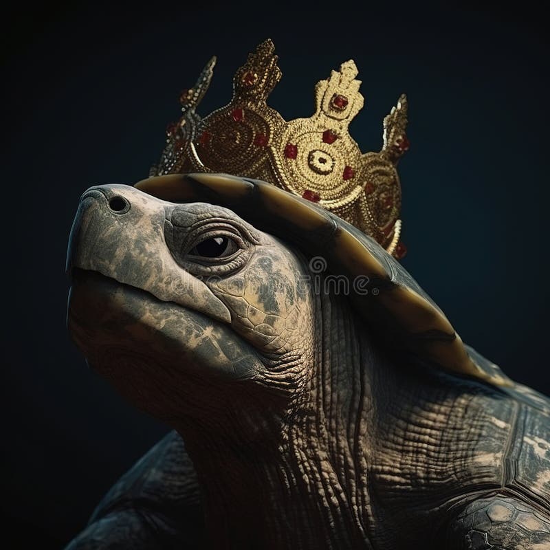 Portrait of a Majestic Turtle with a Crown Generative AI Stock ...