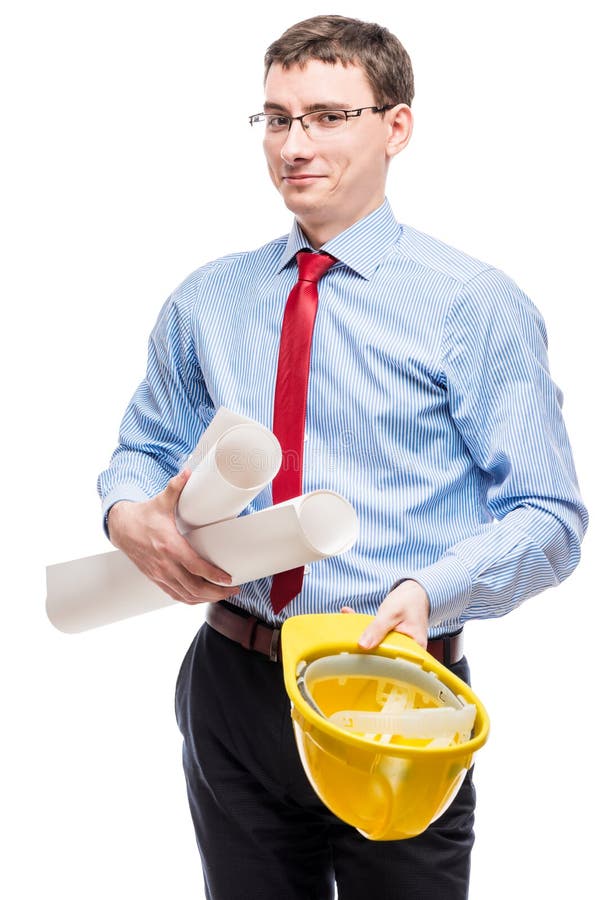 Portrait of a Male Architect with Drawings Stock Image - Image of ...