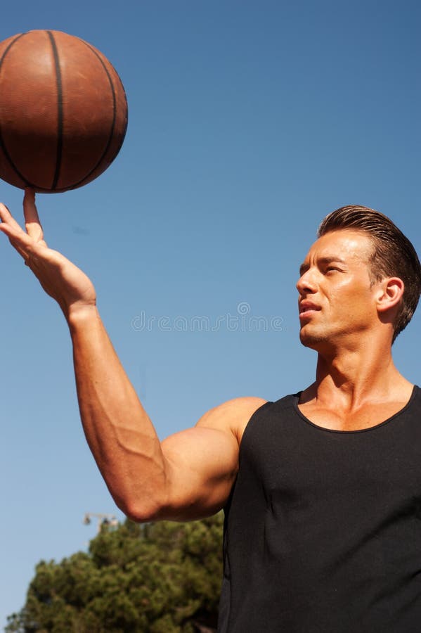 Portrait of a Male Basketball Player Stock Image - Image of outside ...