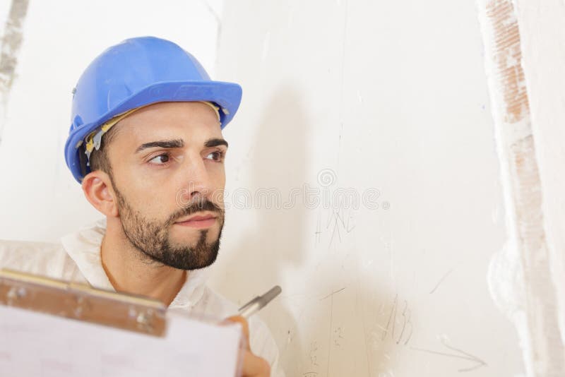 Portrait male builder stock photo. Image of skill, smallbusiness ...