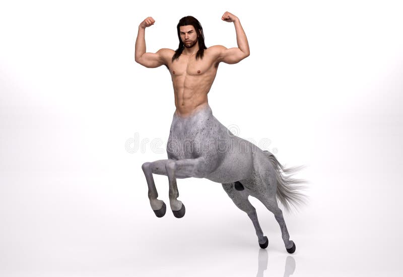 3D Rendering : a Portrait of the Male Centaur, a Pinup Centaur Posing ...
