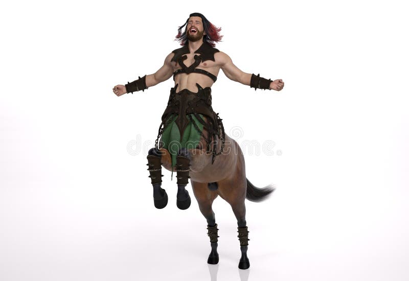 3D Rendering : a Portrait of the Male Centaur, a Pinup Centaur Posing ...