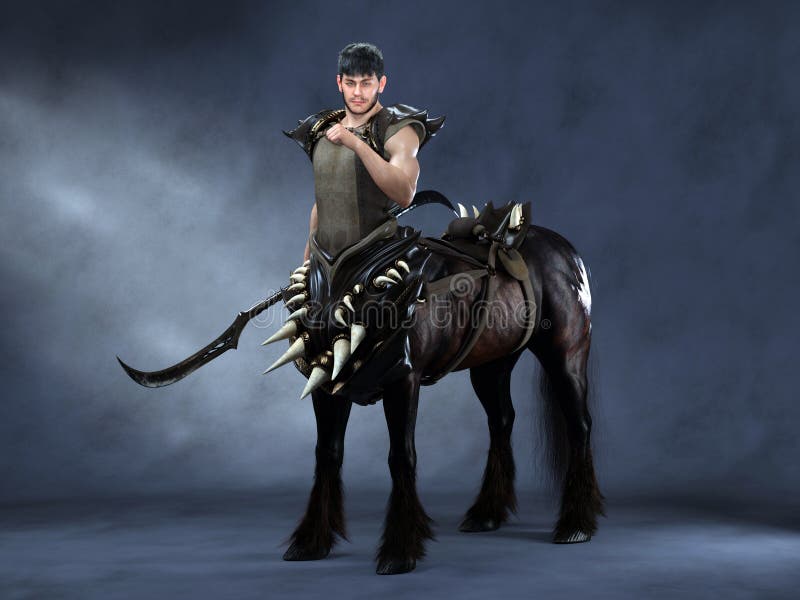 3D Rendering : a Portrait of the Male Centaur, a Pinup Centaur Posing ...