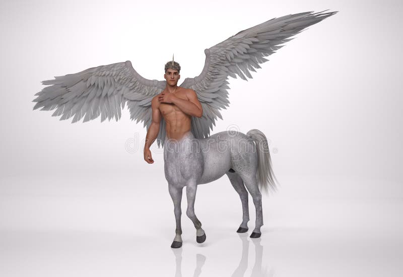 3D Rendering : a Portrait of the Male Centaur, a Pinup Centaur Posing ...