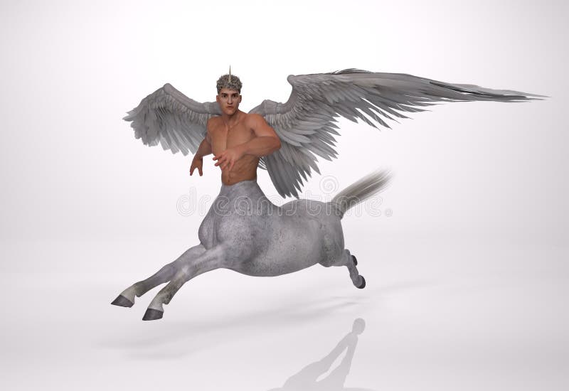 3D Rendering : a Portrait of the Male Centaur, a Pinup Centaur Posing ...