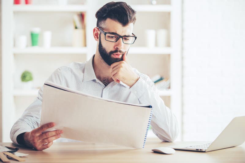 Portrait of Male with Document Stock Photo - Image of agreement, adult ...