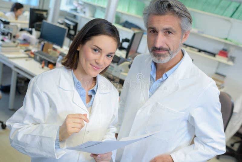 Portrait Male and Female Lab Workers Stock Image - Image of laboratory ...