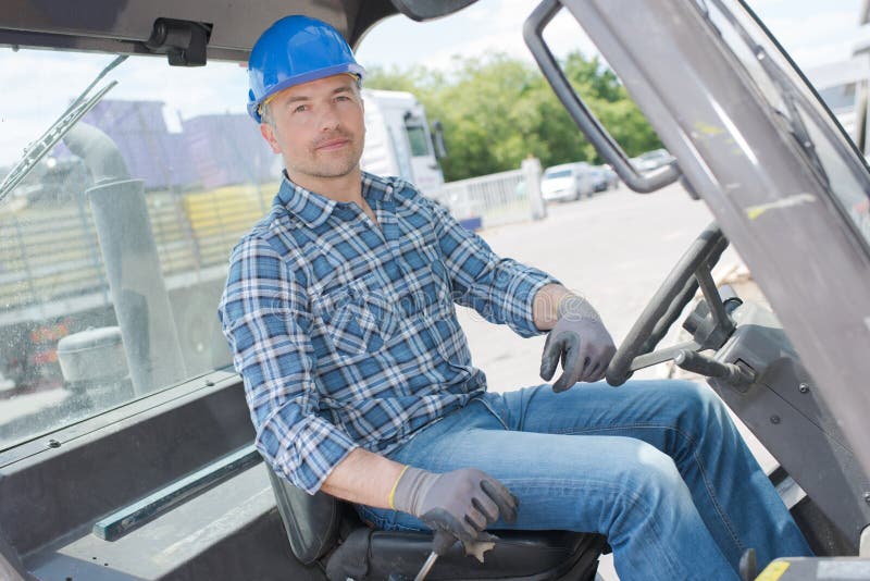 Portrait Man in Forklift Truck Stock Photo - Image of driver, ethnic ...