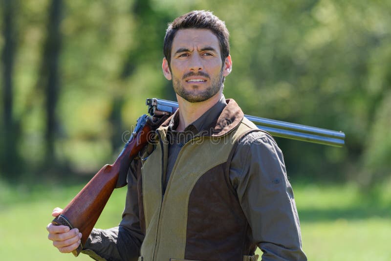 Portrait male hunter stock image. Image of knife, camouflage - 309328921