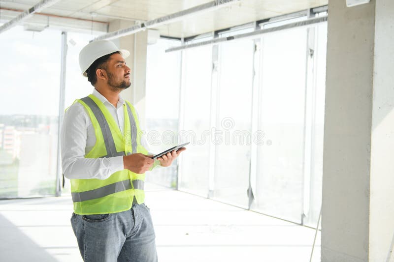 Portrait of a Male Indian, Engineer at Work Stock Photo - Image of ...