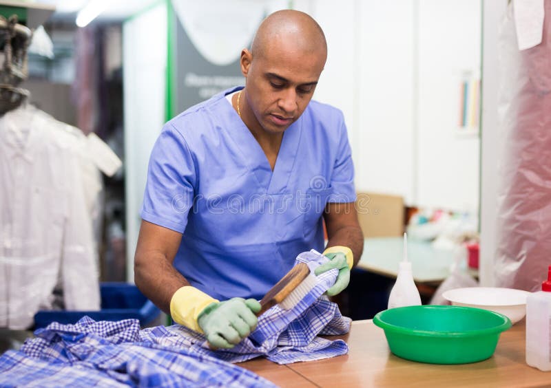 Portrait of Laundry Worker during daily Work Stock Image - Image of ...