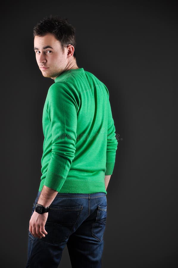 Portrait of a Male Looking Over His Shoulder Stock Photo - Image of ...
