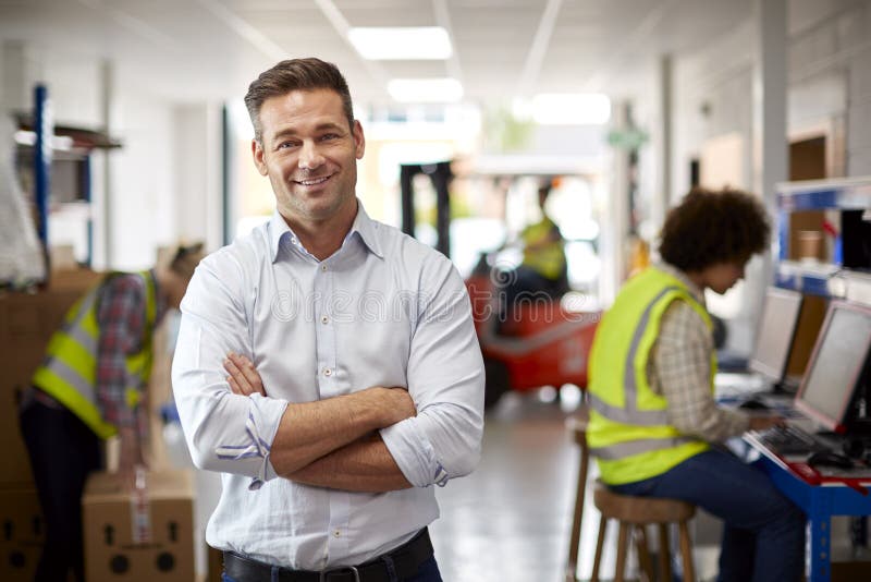 Portrait of Male Manager in Logistics Distribution Warehouse Stock ...