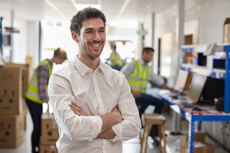 Portrait of Male Manager in Logistics Distribution Warehouse Stock ...